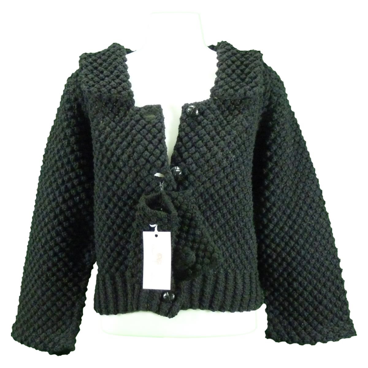 Handknit Vintage Blackberry Stitch Jacket, Black at eIrish.com