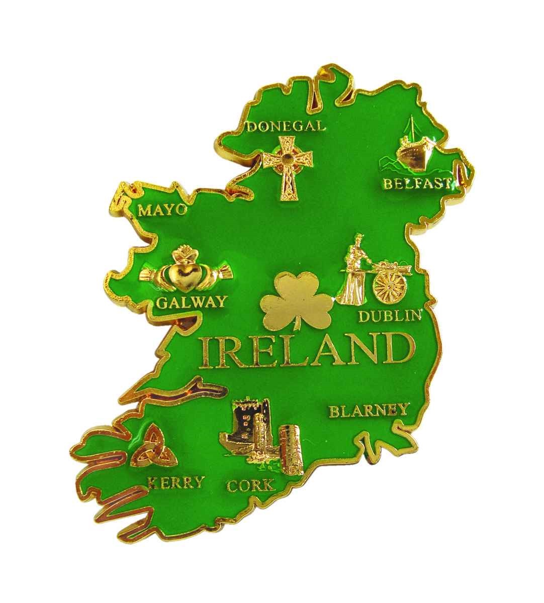 Ireland Map with Icons Magnet at eIrish.com